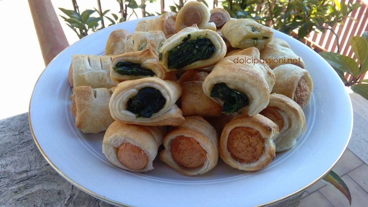 Rusticini veloci con wurstel o spinaci - Dolci Passioni
